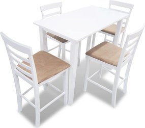 vidaXL dřevěný barový stůl a 4 barové židle, set [271832] Barva: Bílá