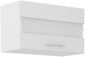 STL 60 cm skříňka horní jednodveřová se sklem (otevírání nahoru) LARA Barevné provedení: Bílá / Bílý lesk