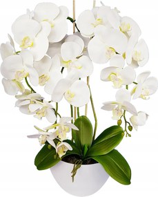 Orchidej umělý gumový jako živé bílé květy orchidej 60 cm v květináči