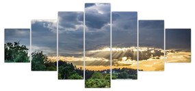 Obraz krajiny s paprsky (210x100 cm)