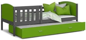 Dětská postel TAMI P2 80x190 cm s šedou konstrukcí v zelené barvě s přistýlkou