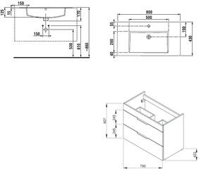 JIKA Cube skříňka s umyvadlem 80 cm, bílá, H4537621763001