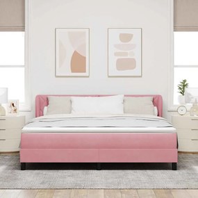 Postel s boxspringem s čelo Růžová 180 x 200 cm samet 3340459