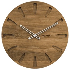 Velké dubové hodiny VLAHA vyrobené v Čechách se stříbrnými ručkami VCT1021