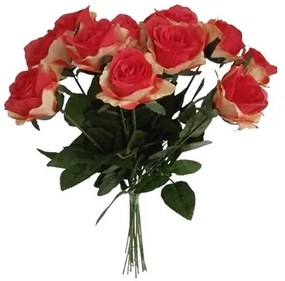 Umělá kytice Růží červeno-žlutá, 67 cm, 12ks