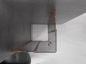 Mexen Velar L Duo, sprchový kout s posuvnými dveřmi 90 x 90 cm, 8mm šedé sklo, růžové zlato, 871-090-090-02-43-60