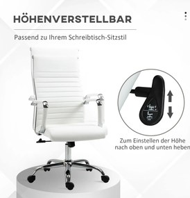Kancelářská židle Vinsetto s houpací funkcí ergonomická kolečka otočná o 360° ocelové nohy imitace kůže nosnost 120 kg 54 x 62 x 104-114 cm Bílá | Ao…