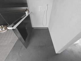 Mexen Kioto+ L, sprchová zástěna Walk-In s poličkou a věšákem 90 x 200 cm, 8mm sklo s žebrovým vzorem, bílý profil, 800-090-123-20-09