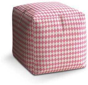 Sablio Taburet Cube Růžovobílé kosočtverce: 40x40x40 cm