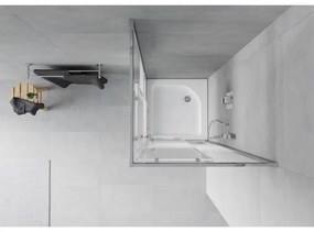 Mexen Rio čtvercový sprchový kout 70 x 70 cm, Pruhy, Chromovaná + sprchová vanička Rio, Bílá - 860-070-070-01-20-4510