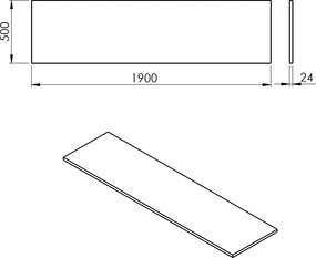 Sapho PLATO deska Rockstone 1900 x 24 x 500 mm bílá mat PL190-0101