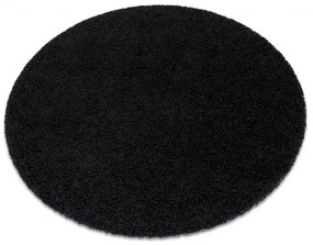 Kulatý koberec jednobarevný SOFFI shaggy 5cm černý Rozměr: průměr 100 cm
