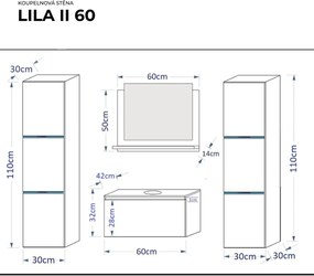 Ral Koupelnová stěna LILA 5 - Černý lesk