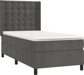 Box spring postel s matrací tmavě šedá 100x200 cm samet 3132904
