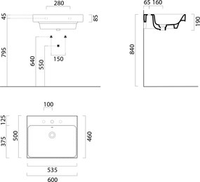 GSI GSI, NUBES keramické umyvadlo 60x50cm, bílá ExtraGlaze, 9631111
