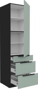 ARIA sc | vysoká skříňka 60 DKS-210 3S1F potravinová | UNI DVÍŘKA | 60 cm | PREMIUM BOX | černá/aquamarine