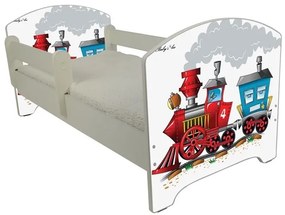 Dětská postel Oskar Vláček 160x80 cm - Norská borovice - 1x krátká + 1x dlouhá zábrana se šuplíkem