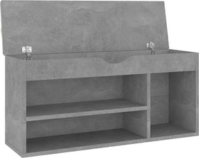 Lavice s botníkem a poduškou betonově šedá 104x30x49cm kompozit 326754