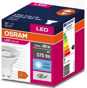 LED žárovka GU10 PAR16 OSRAM 6,9W (80W) neutrální bílá (4000K), reflektor 36°