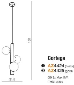 Industriální lustr Cortega zlaté