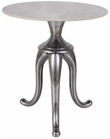 Designový odkládací stolek Snake 48 cm mramor/stříbrný