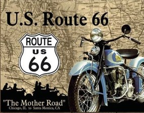 Plechová cedule  motorka  Route 66