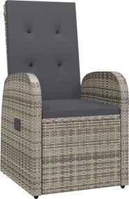 vidaXL Nastavitelné zahradní židle 2 ks s poduškami polyratan šedé [47676]