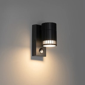 Designová venkovní nástěnná lampa černá s detektorem pohybu IP44 - Boris