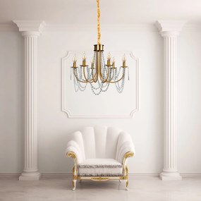 Toolight - Křišťálový lustr Glamour APP765, zlatá, OSW-08485