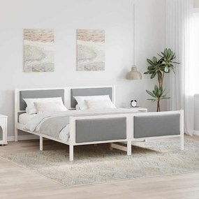 Rám postele s čelo Světle šedá 200 x 200 cm textil 3394247