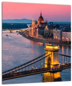 Obraz - Panorama města, Budapešť, Maďarsko (30x30 cm)