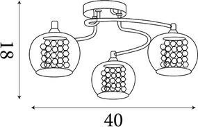 Searchlight 60445-3SM Stropní tříramenný lustr LOVELL křišťálové &amp; kouřové sklo
