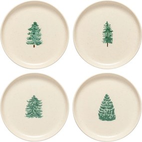 Krémové dezertní talíře v sadě 4 ks s vánočním motivem z kameniny ø 22 cm Pacifica Christmas Tree – Casafina
