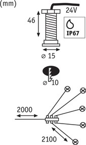 P 93694 Plug&Shine sada vestavné svítidlo MicroPen II IP67 3000K 5x0,22W - PAULMANN