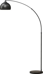 HOMCOM Oblouková lampa, stojací lampa, výškově nastavitelná, nožní vypínač, podstavec s efektem mramoru, 170-180cm, černá