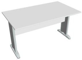 Stůl jednací rovný 140 cm - Hobis Cross CJ 1400 Dekor stolové desky: bílá, Dekor lamino podnože: bílá, Barva nohou: Stříbrná