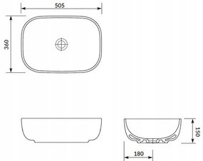 Cersanit Moduo - umyvadlo na desku 50,5x36cm, bílá, K116-050