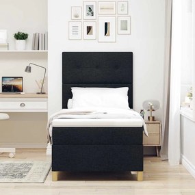 Postel s boxspringem s čelo Černá 90 x 190 cm textil 3339583