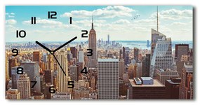 Wallmuralia Skleněné hodiny na stěnu New York ptačí pohled 60x30 cm