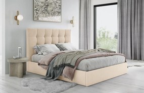 Béžová sametová dvoulůžková postel MICADONI Phaedra 160 x 200 cm