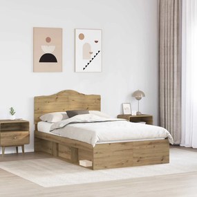 Rám postele Umělecký dub 120 x 200 cm Masivní borové dřevo 3413334