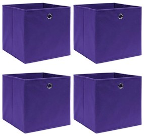 vidaXL Úložné boxy 4 ks netkaná textilie 28 x 28 x 28 cm fialové