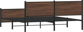 Kovový rám postele bez matrace hnědý dub 200 x 200 cm 3301376