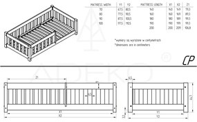 Dětská postel s výsuvným lůžkem s úložným prostorem s roštem v přírodní barvě 120x200 cm CP – Adeko