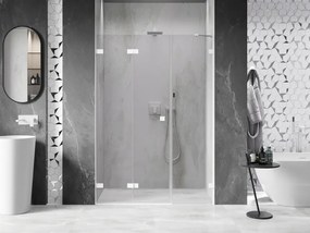 Mexen Lunar-F, levé sklápěcí sprchové dveře 145 cm, 8mm čiré sklo, bílý profil, 836S-145-050-20-00-L