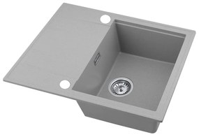 Gamma Modern 6550, 1-komorový granitový dřez 650x500x210 mm s krátkým odkapávačem, šedá, GMA-ZLE000092
