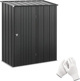 Outsunny Úložná Kůlna s Šikmou Střechou 1,34m² Zahradní Dům Nářaďový Šop Lockable Utility Cabinet Zinková Ocel Černá 161,5 x 94,5 x 196 cm | Aosom