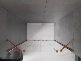 Mexen Velar Duo, posuvné dveře do otvoru 160x200 cm, 8mm čiré sklo, růžové zlato, 871-160-000-02-60