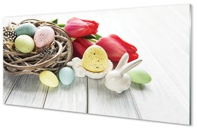 akrylový obraz vejce tulipány 140x70 cm
