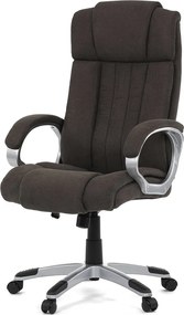 Autronic Kancelářská židle, plast ve stříbrné barvě, hnědá látka, kolečka pro tvrdé podlahy KA-L632 BR2